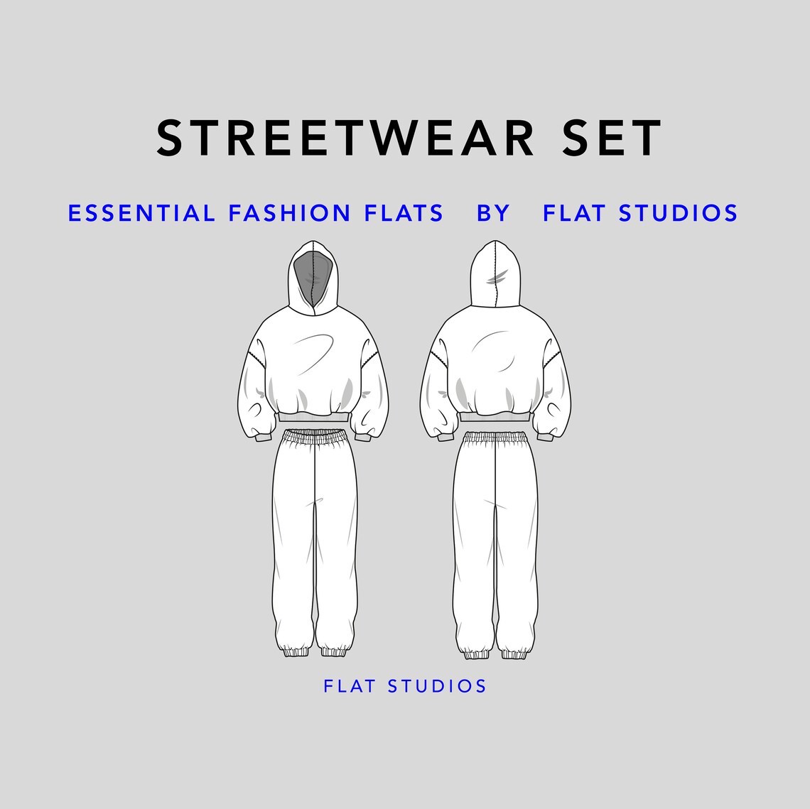 Streetwear Set Unisex Hoodie & Sweatpants, Vector CAD, Technical ...
