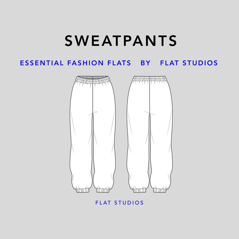 Sweatpants - Unisex Joggers, Vector CAD, Technical Drawing, Digital ...