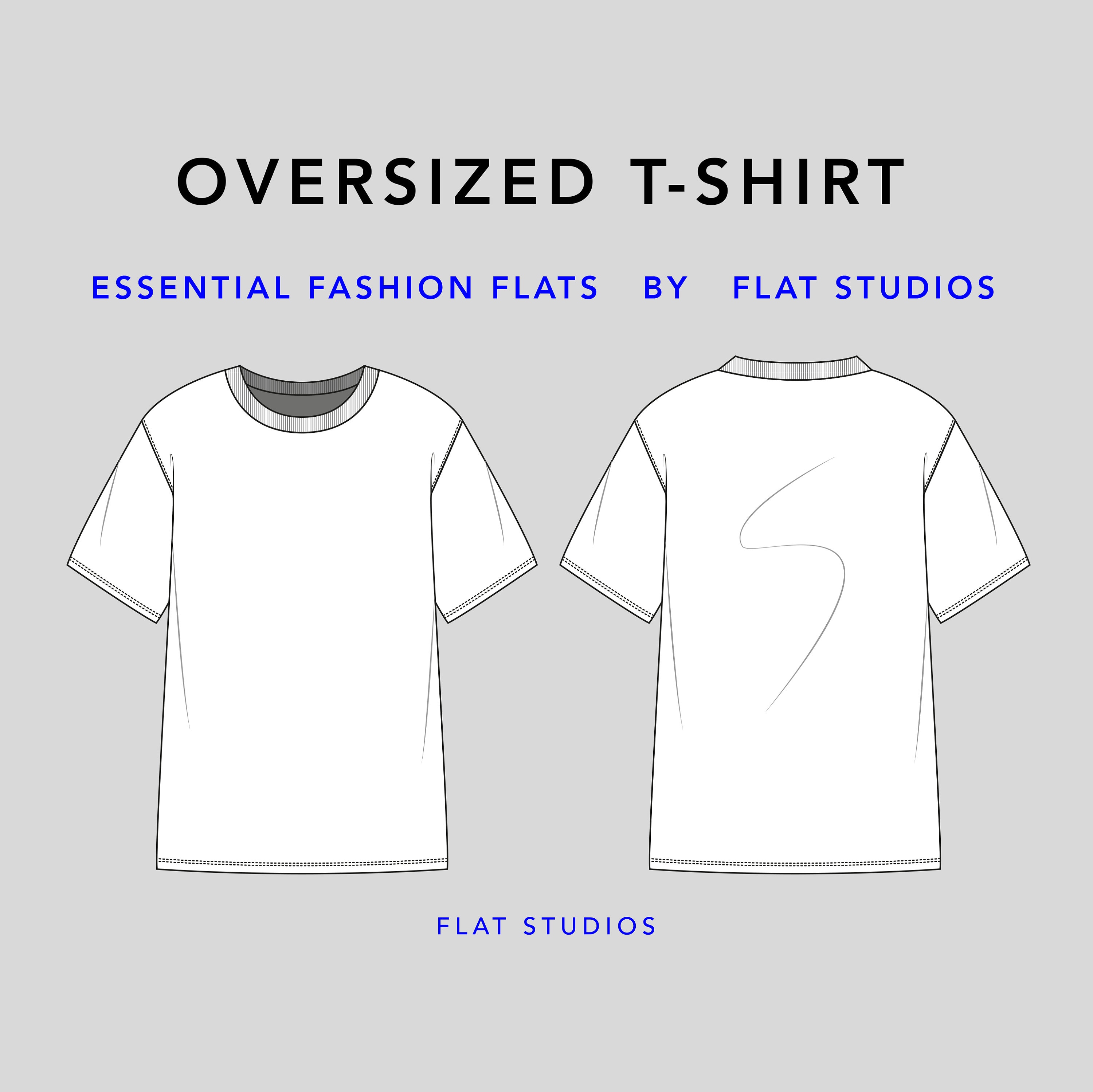 Oversized T-shirt - Unisex Top, Vector CAD, Technical Drawing, Fashion ...
