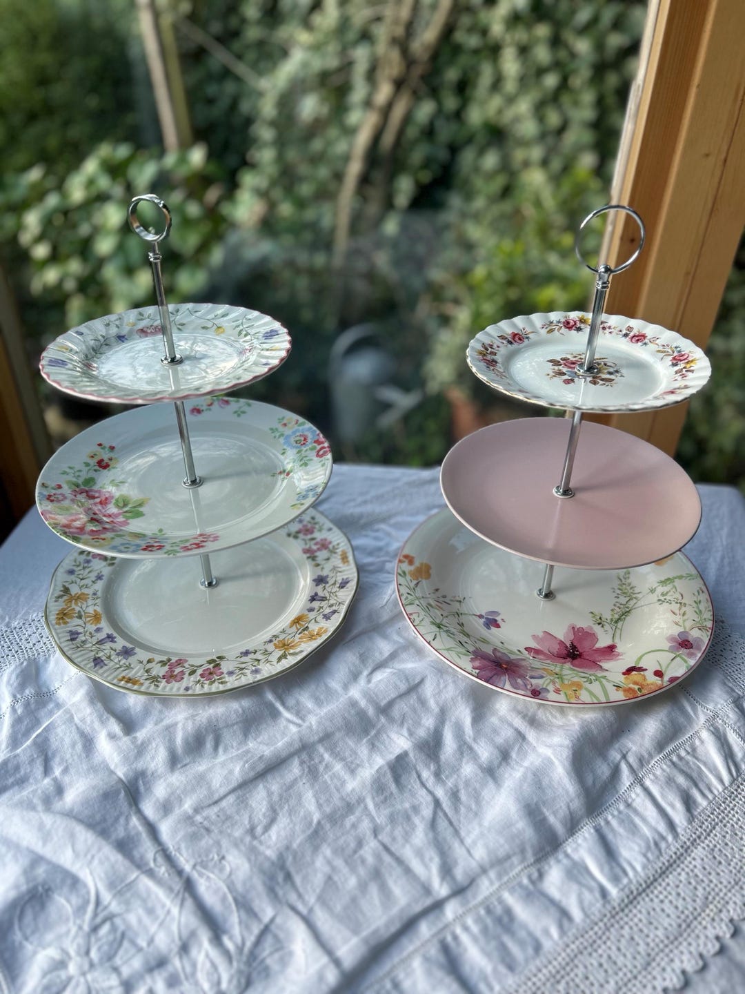 2 Three Tier Vintage China Afternoon Tea Stands, Perfect for Mothers ...