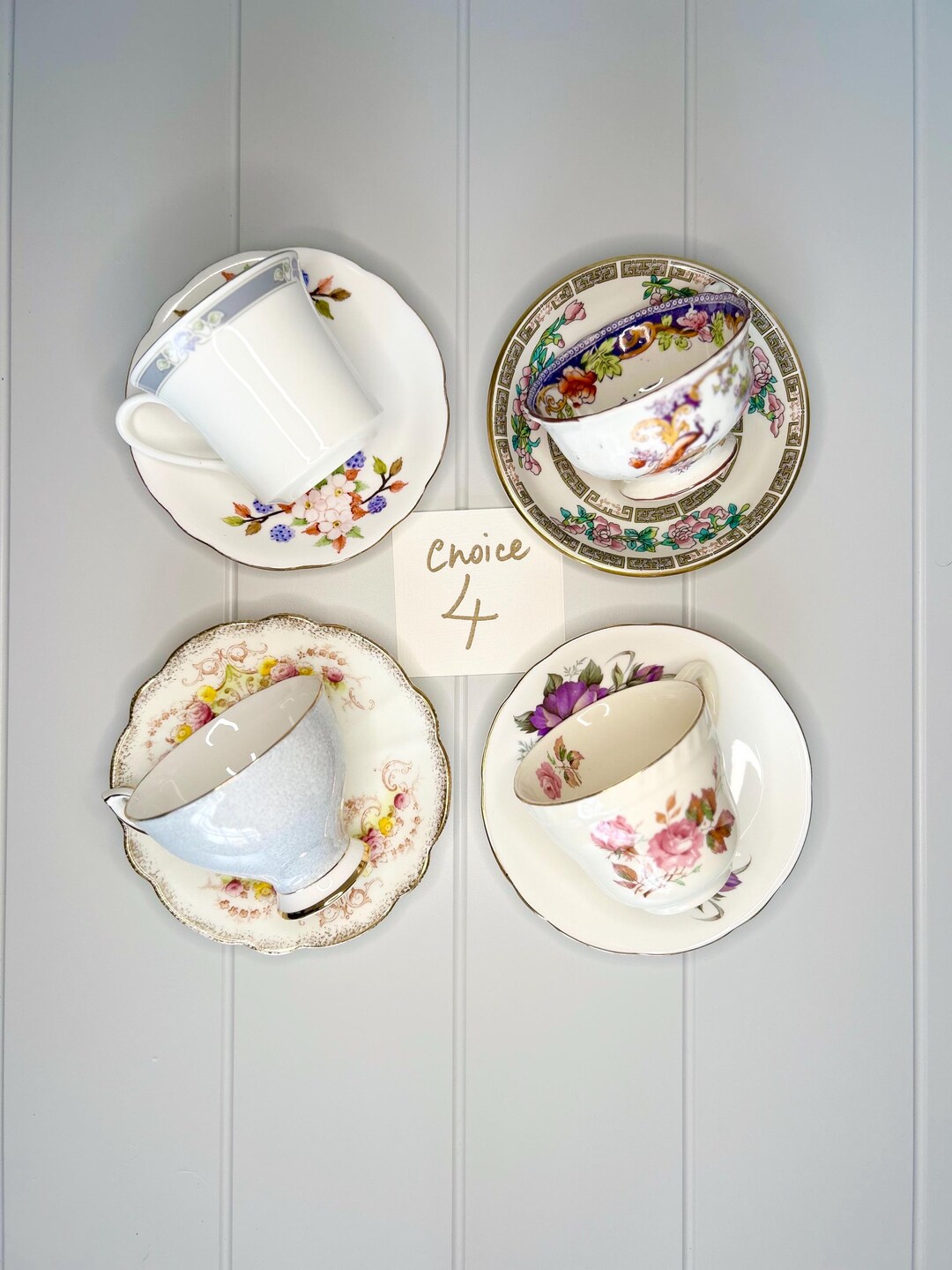 4 Sets of Mis-matched Cup & Saucer Sets. Great for Weddings, Party’s ...