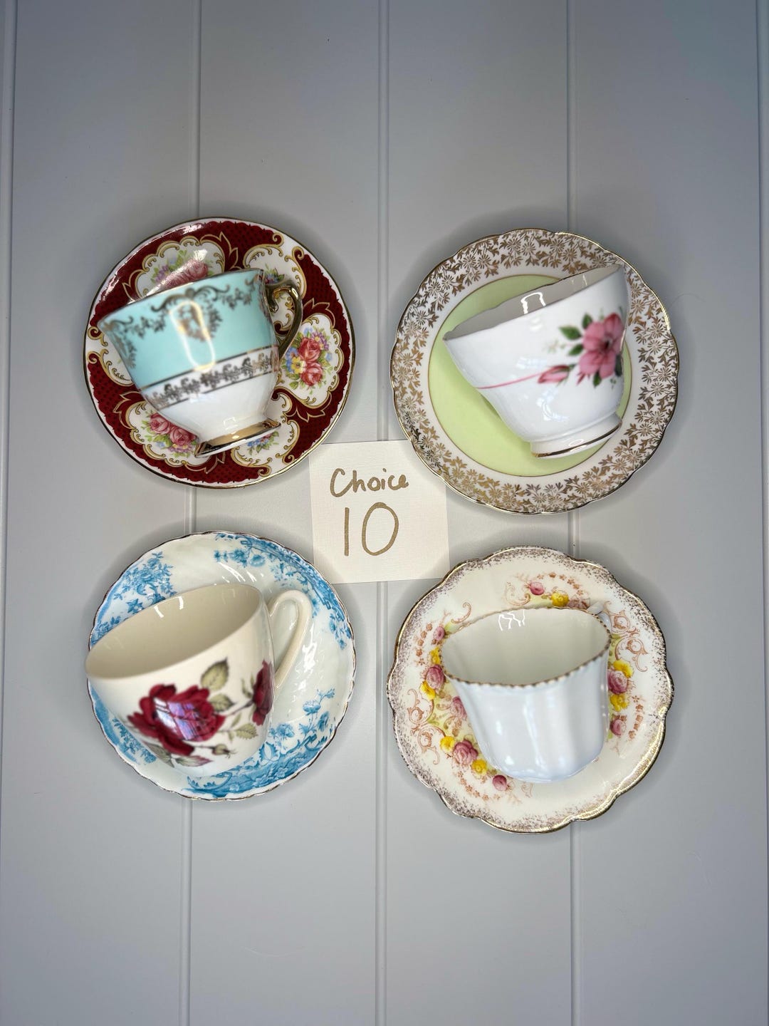 4 Sets of Mis-matched Cup & Saucer Sets. Great for Weddings, Party’s ...