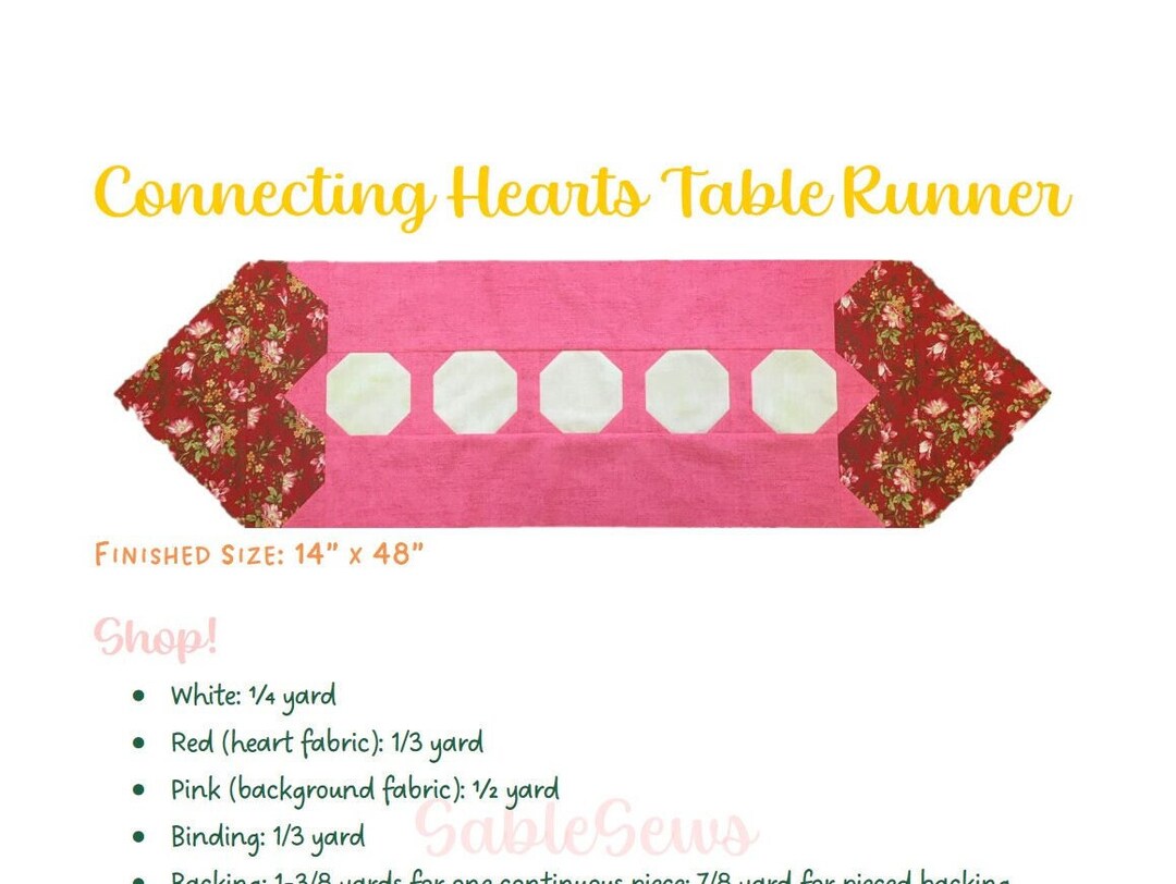 Connecting Hearts Table Runner Pattern - Etsy
