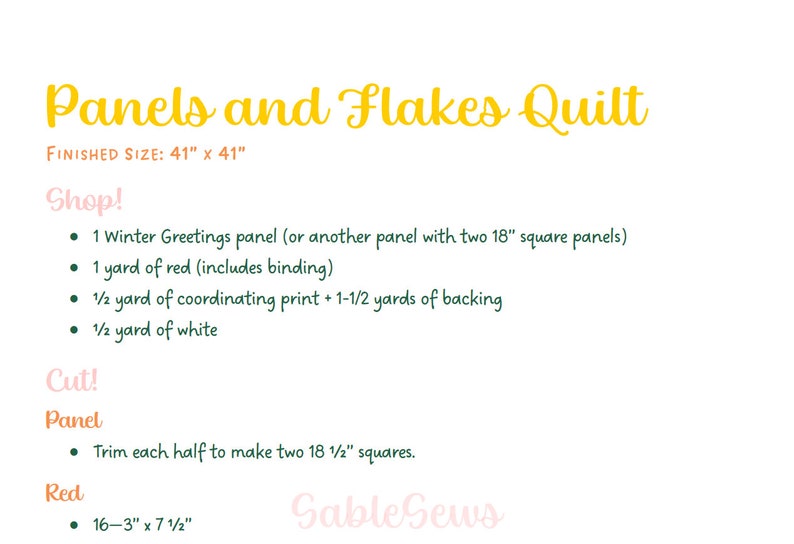 Panels and Flakes Quilt Pattern - Etsy