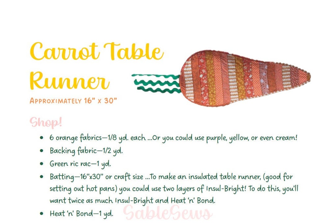 Carrot Table Runner Pattern - Etsy