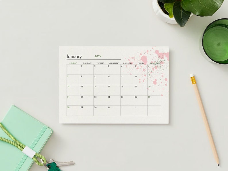 2024 Printable Elegant Monthly Calendar PDF | 2024 Original Monthly ...