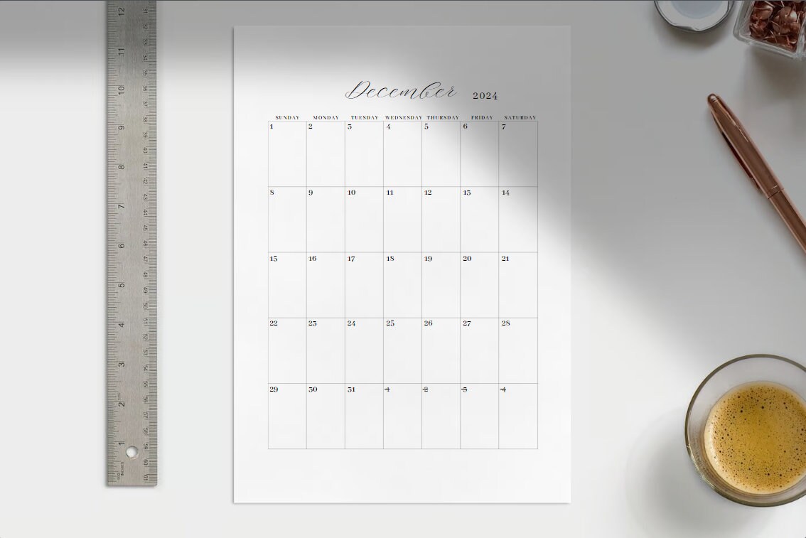 2024 Printable Monthly Calendar | PDF | 2024 Minimalist Monthly Planner ...