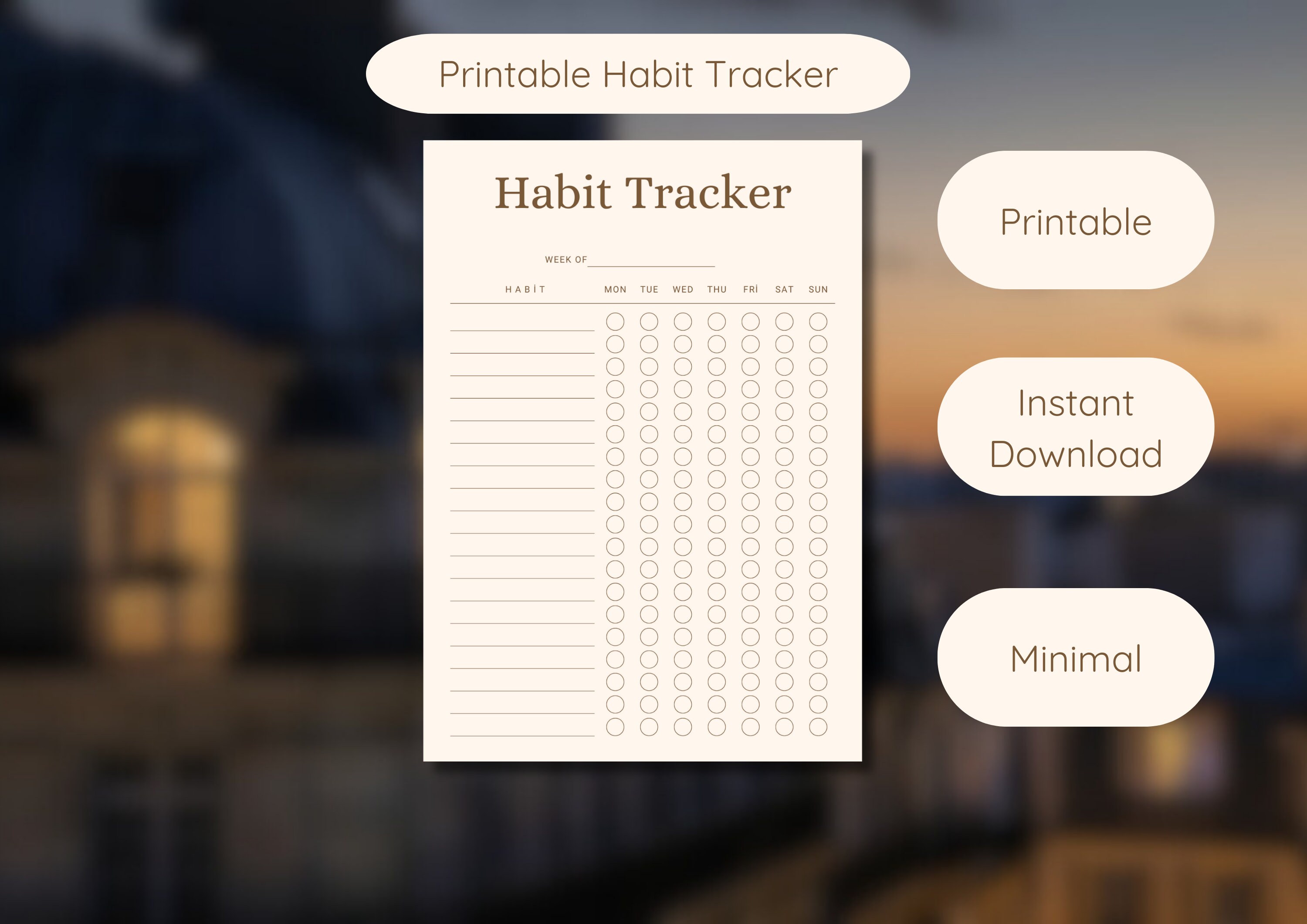 Printable Habit Tracker Minimal Habit Tracker Weekly Habit Tracker ...