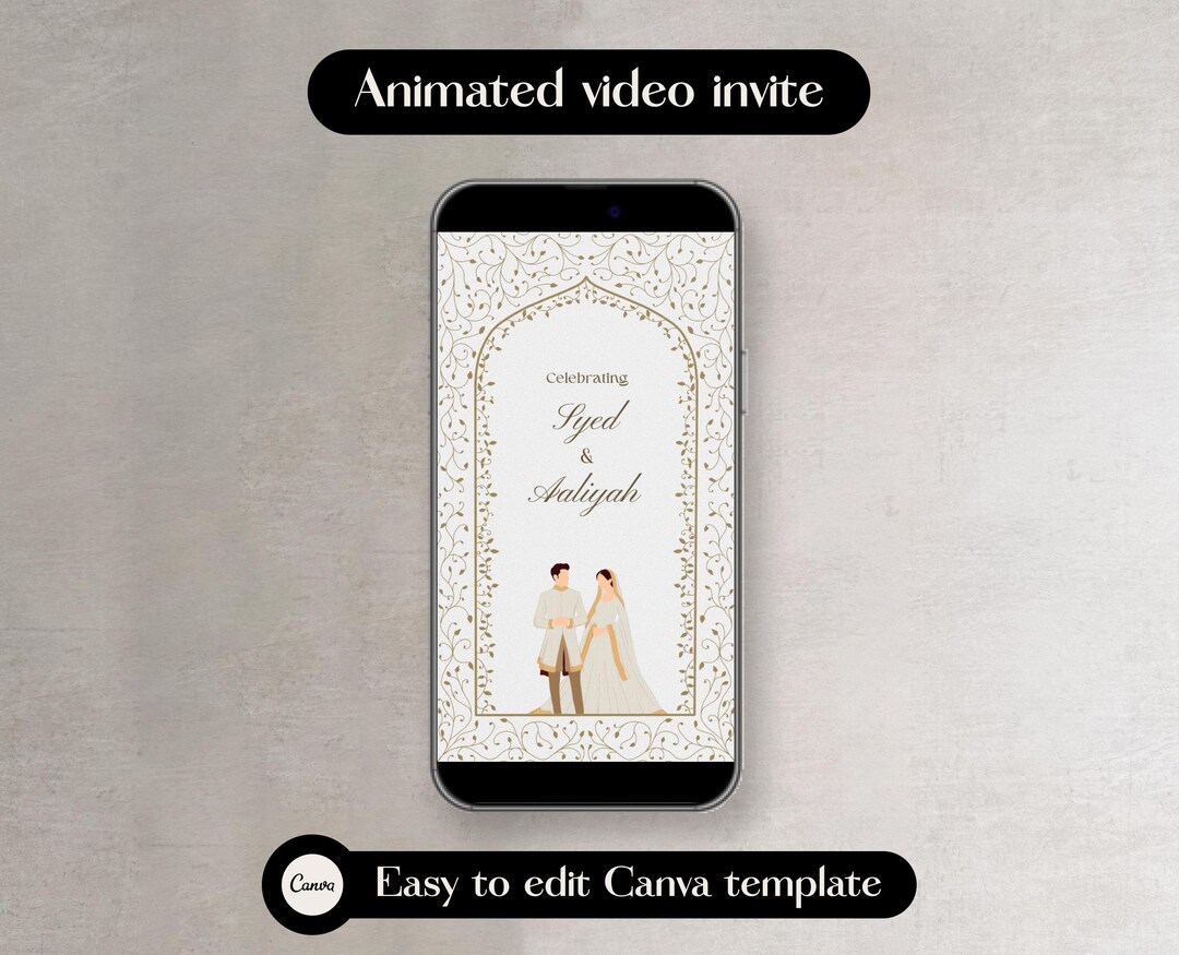 Digital Nikkah Invitation Template | Muslim Wedding Video Invite ...