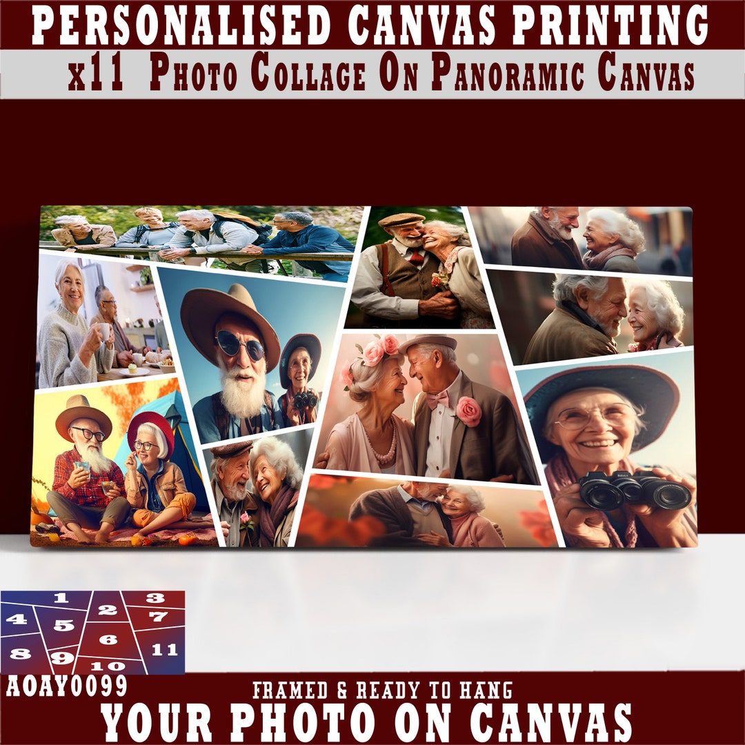 X11 Photo Collage Custom PANORAMIC Canvas Print Wall Art Personalized ...