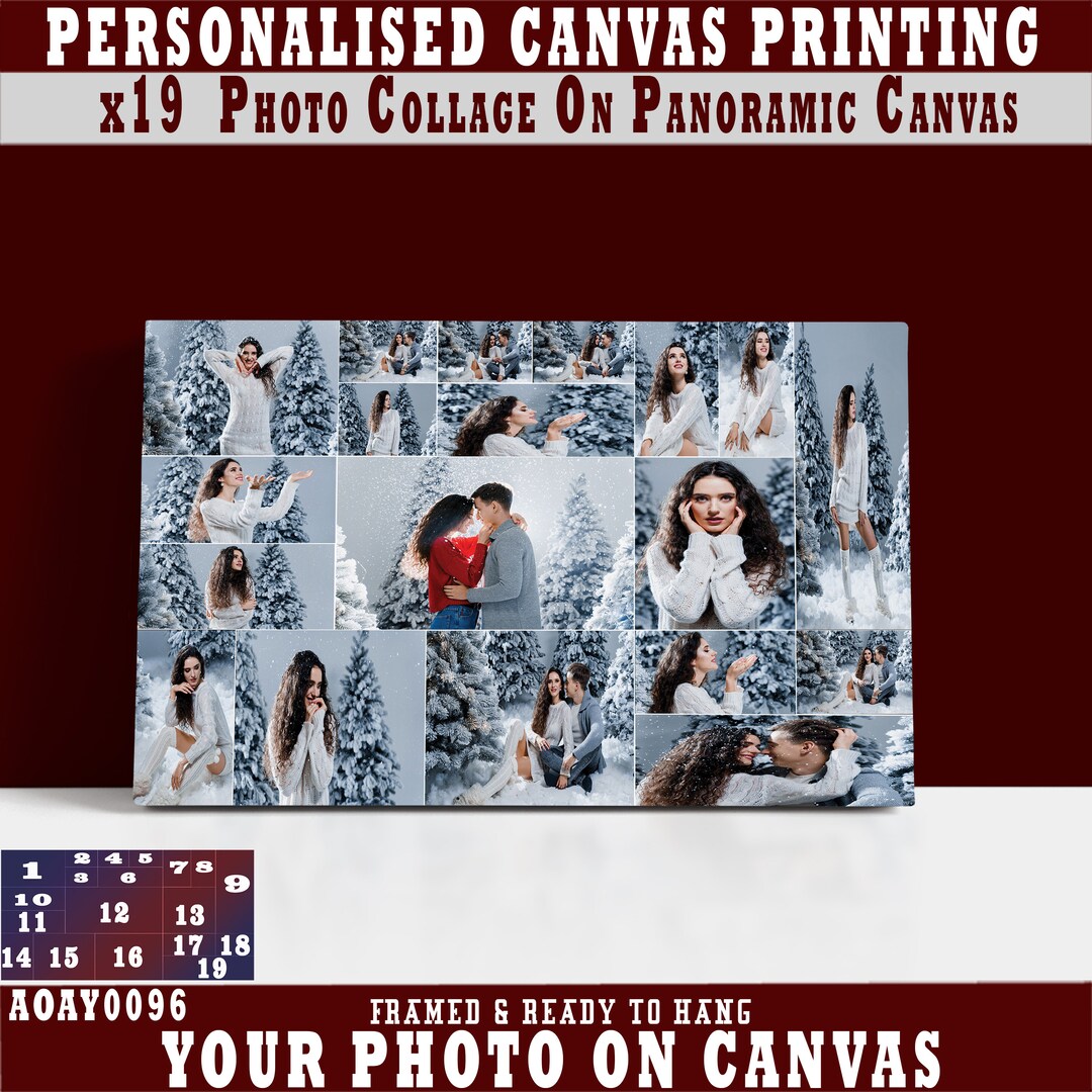 X19 Photo Collage Custom PANORAMIC Canvas Print Wall Art Personalized ...