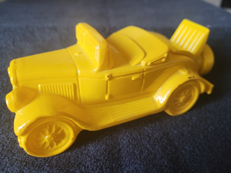 Avon Yellow Car Toy Convertible Charming Yellow Glass Roadster / Chippy ...