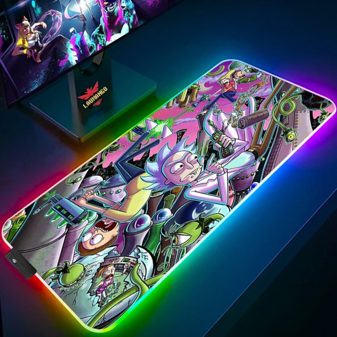 Rick and Morty RGB Mousepad, Gaming Desk Mat RGB LED, Anime Mousepad ...