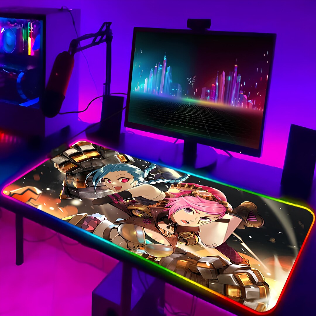 Arcane League of Legends RGB Gaming Mousepad: Jinx & Vi Desk Mat - Etsy