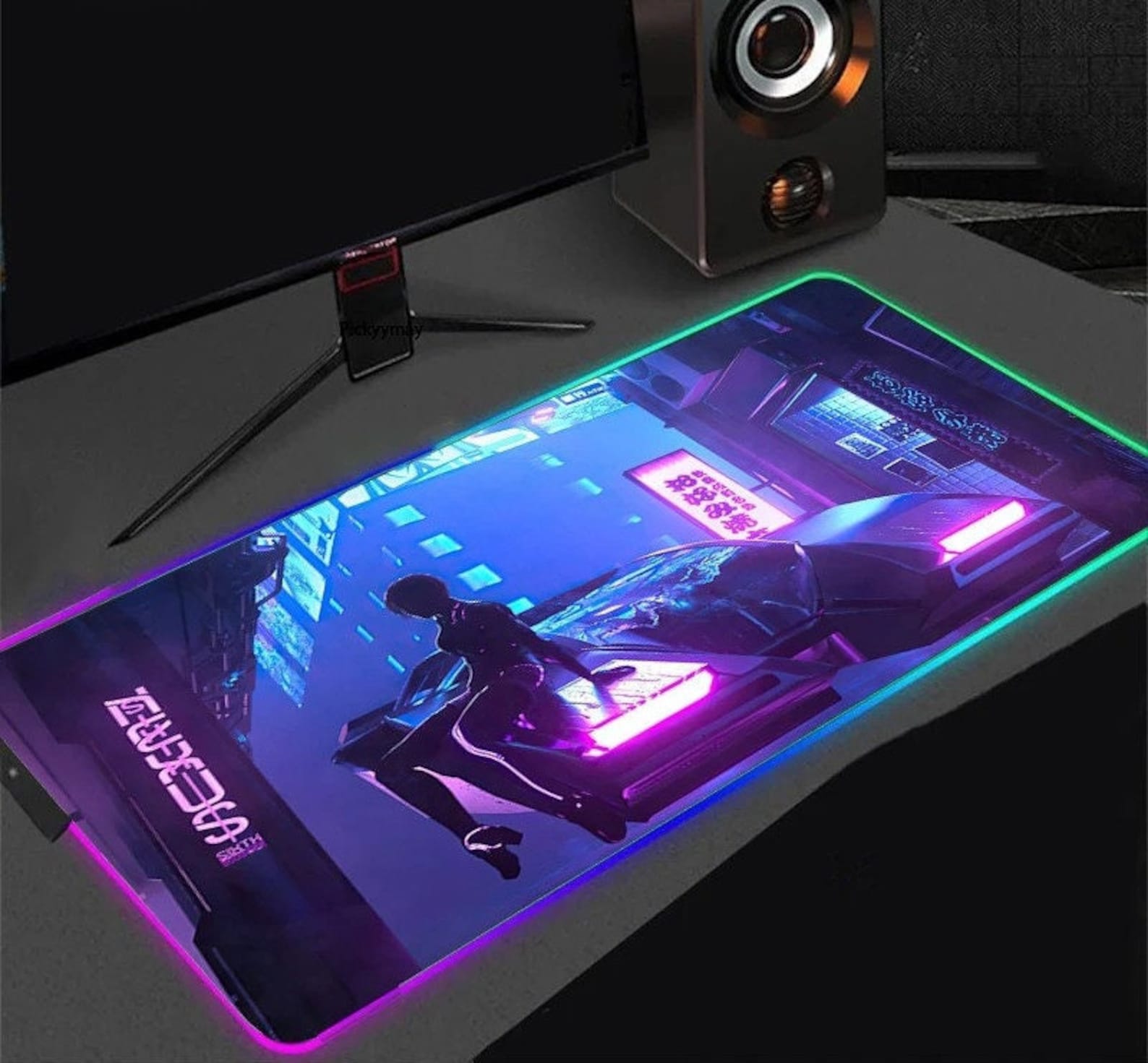 Cyberpunk RGB LED Gaming Mousepad: Tokyo Neon Desk Mat - Etsy
