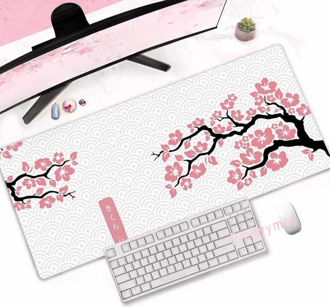 Pink Cherry Blossoms Mousepad ,kawaii Japanese Mousepad ,customized ...