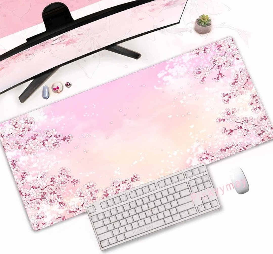 Pink Cherry Blossoms Mousepad ,kawaii Japanese Mousepad ,customized ...