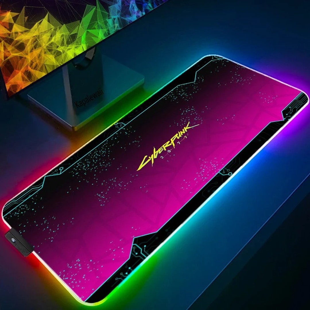 Cyberpunk Mousepad, Gaming Desk Mat RGB LED, Cyberpunk 2077 Mousepad ...