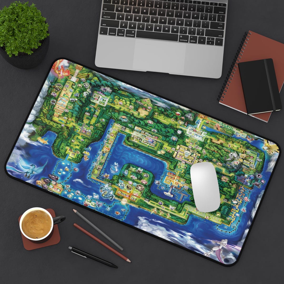 Pokemon Kanto Map Mousepad , Pokemon Desk Mat ,customized Mousepad ...