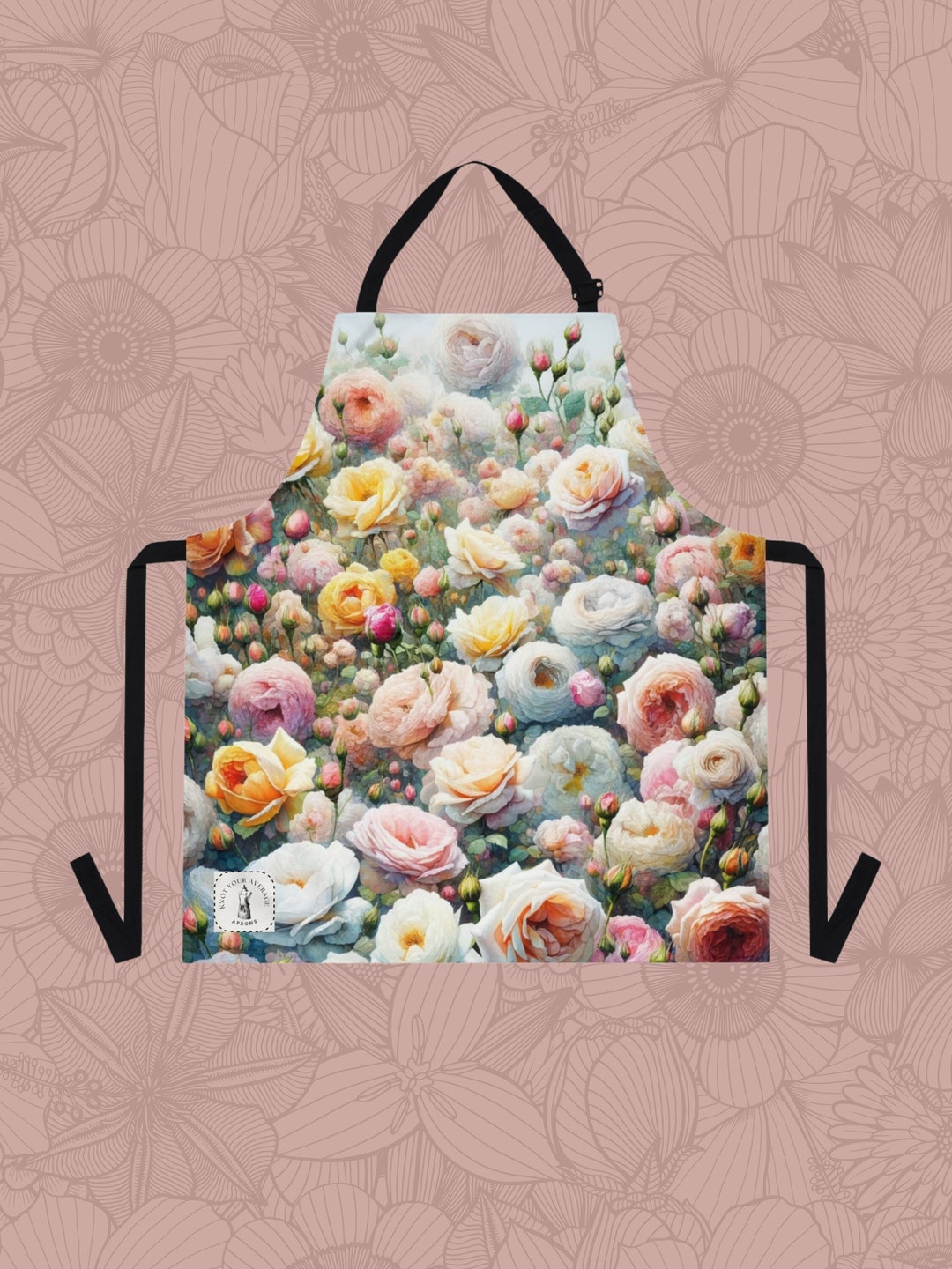 Rose Gardener Apron Pocketed Apron Womens Gardening Apron Cooks Apron ...