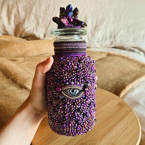 Beaded Evil Eye Jar, Handmade Mosaic Bottle Home Decor, Oddities Table ...