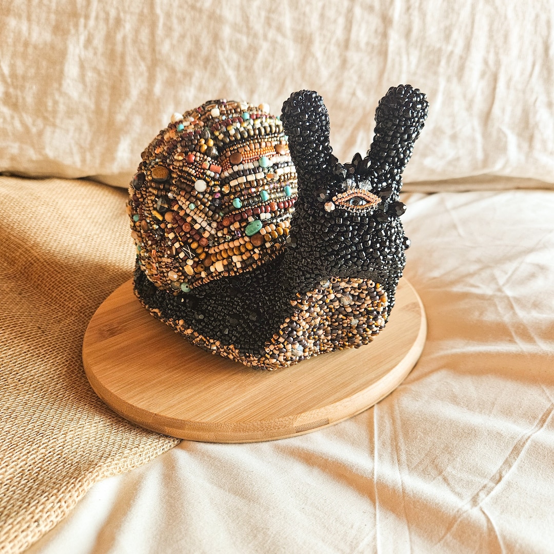 Beaded Snail Sculpture, Handmade Mosaic Snail Home Decor, Oddities ...