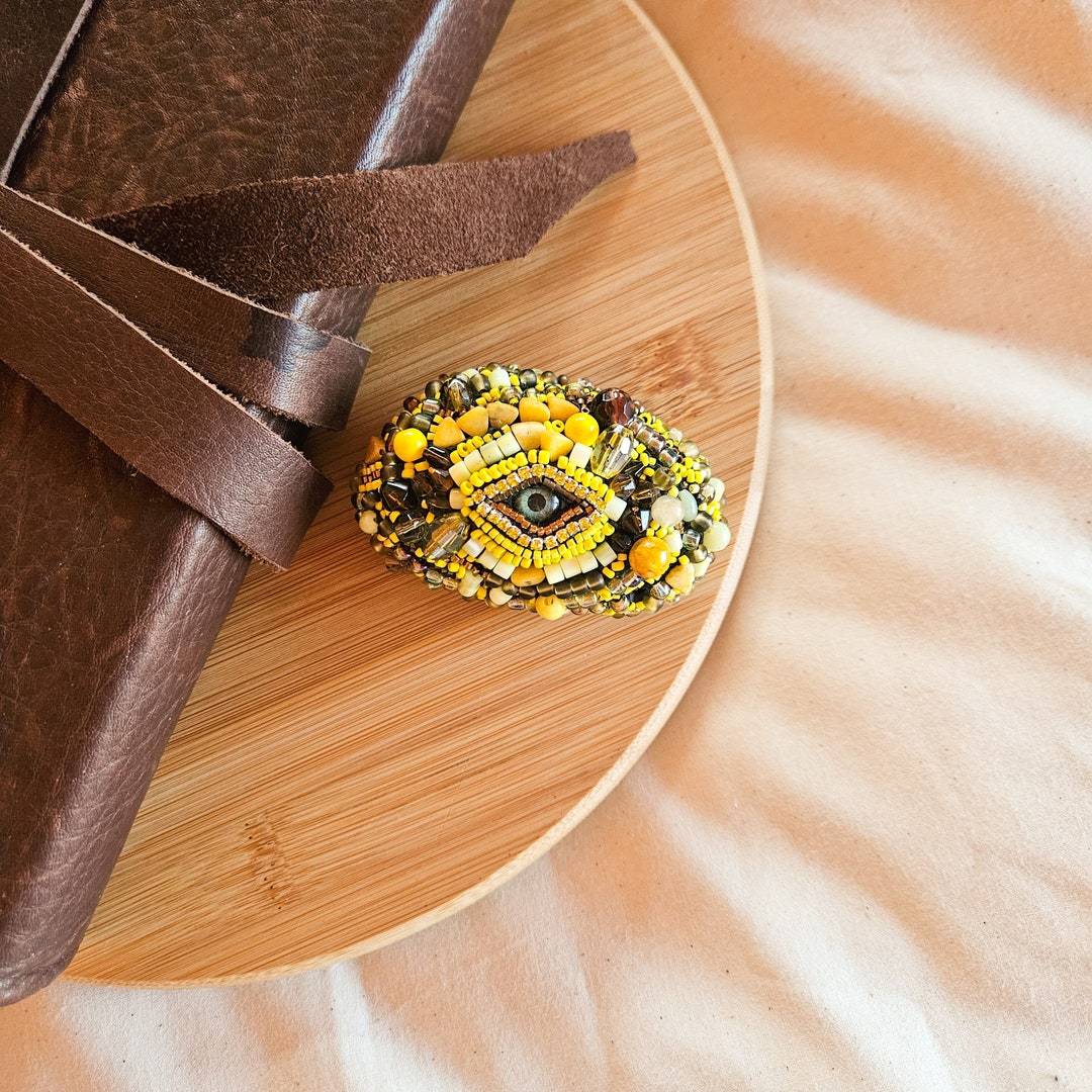 Pocket Protector, Beaded Evil Eye Rock, Evil Eye Protection, Handmade ...