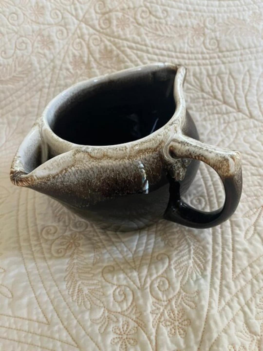 Pfaltzgraff Brown Glazed Double Spout Gravy Boat, Drip Ware Gourmet ...