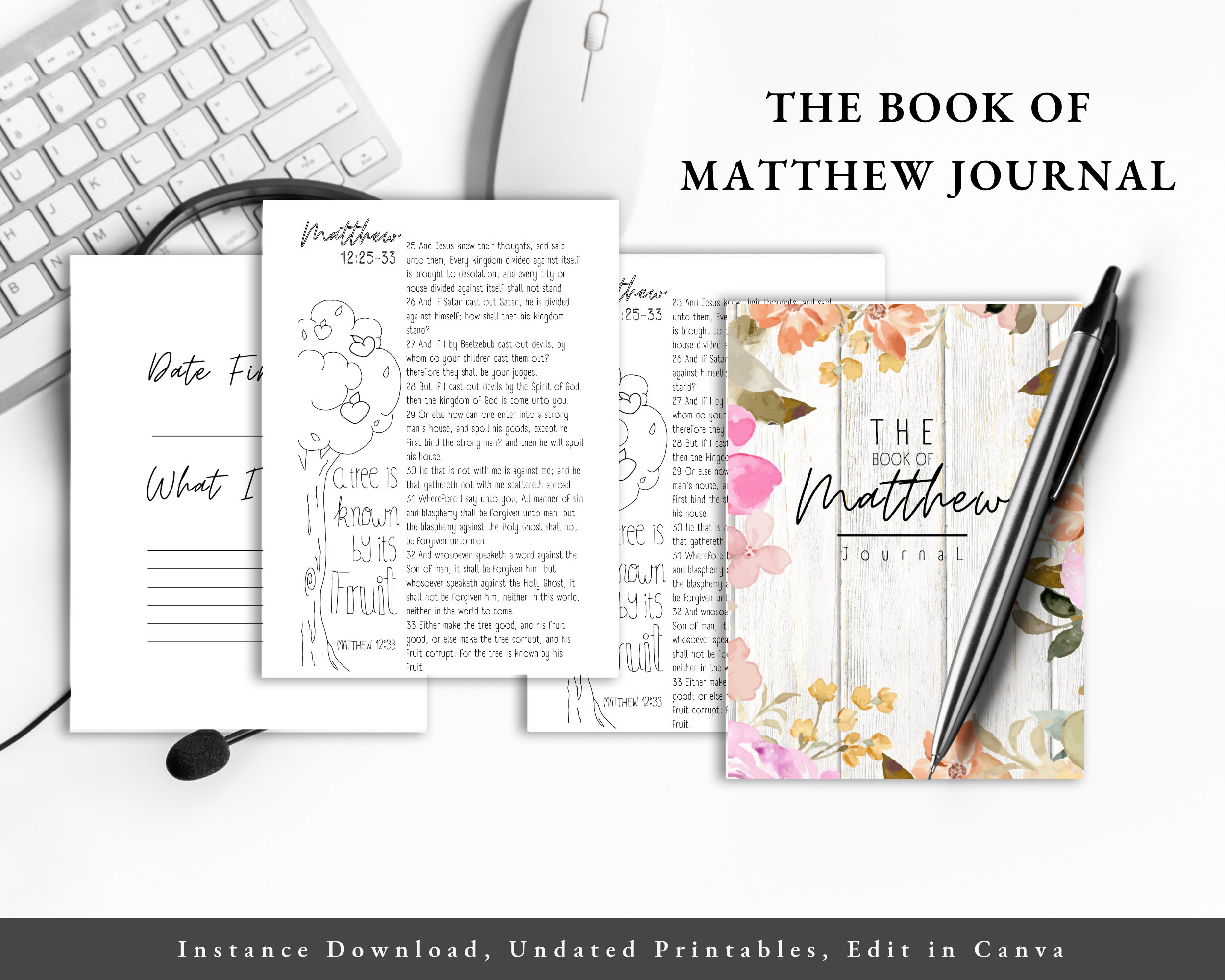 The Book of Matthew Journal, Bible Study Notebook, Religious Diary ...