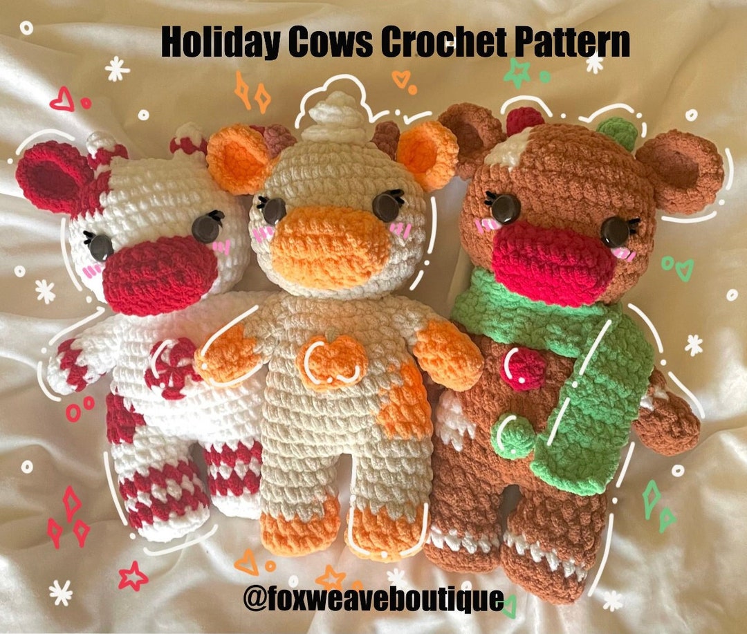 Crochet 3-in-1 Holiday Cows Pattern: Pumpkin, Peppermint, Gingerbread ...