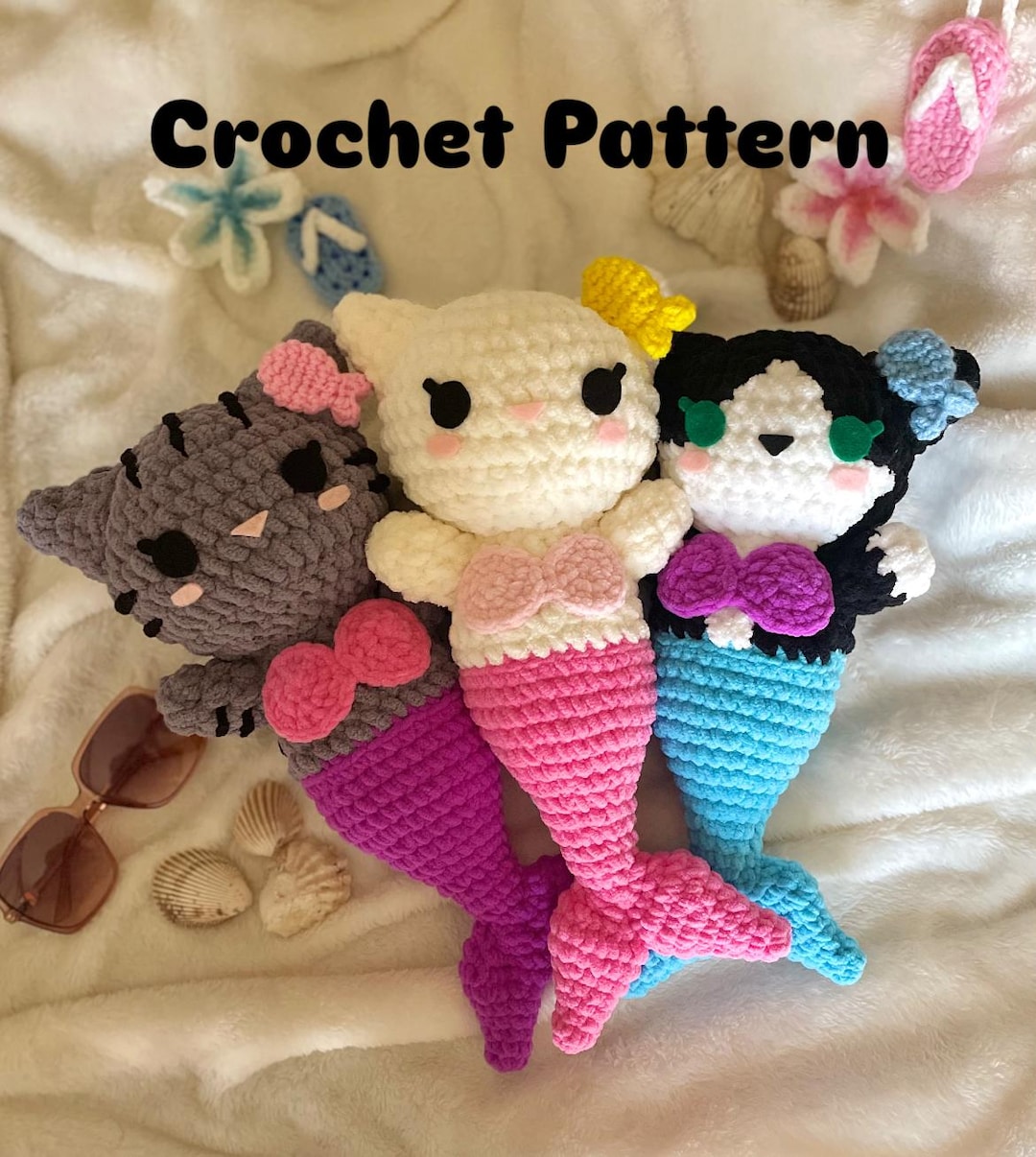 3-in-1 Crochet Cat Mermaid PATTERN, Crochet Cat Mermaid, Crochet Kitten ...