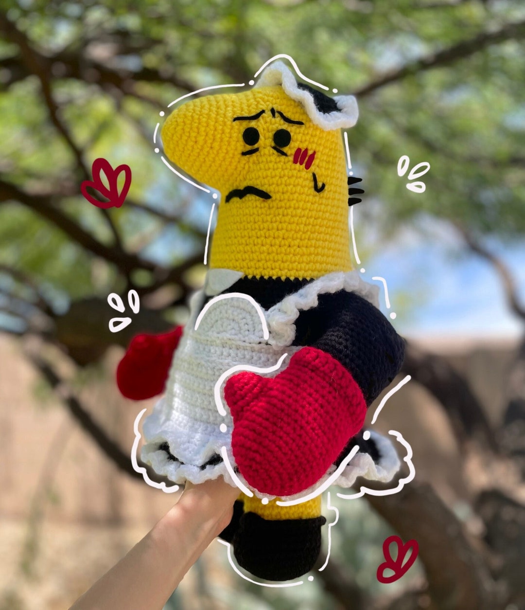 Crochet SF Inspired Maid Dress Charlie Plushie, Crochet Cartoon ...