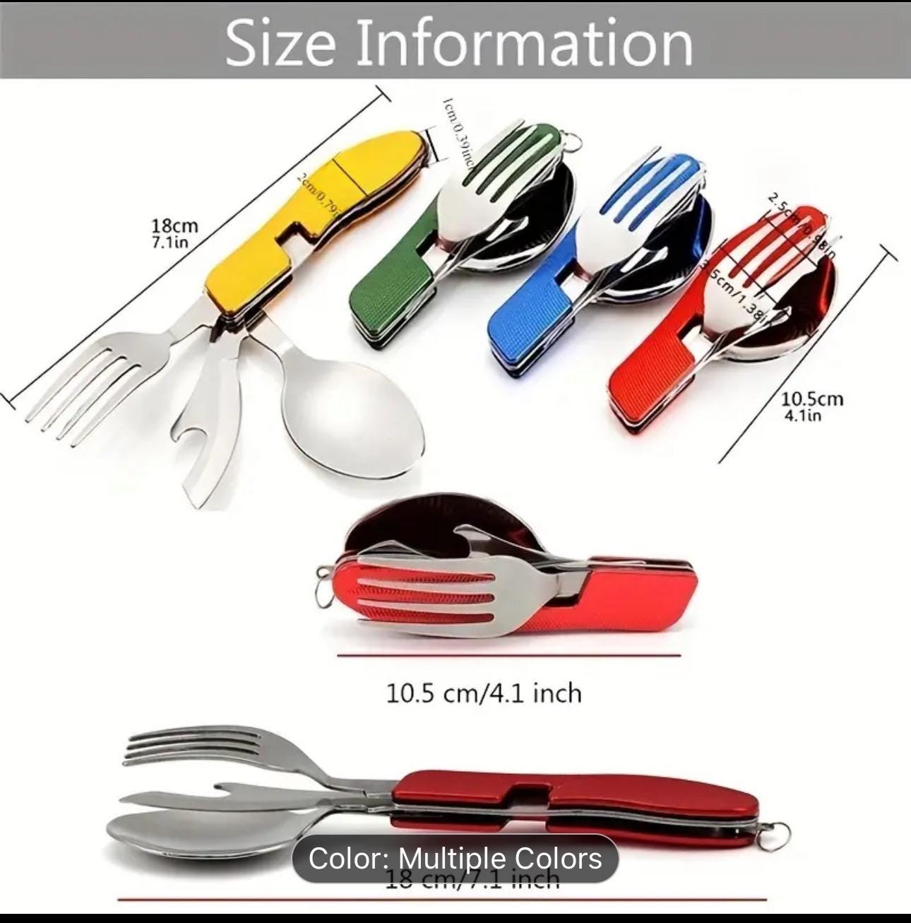 3-in-1 Stainless Steel Camping Utensil Fork, Spoon, & Bottle Opener ...