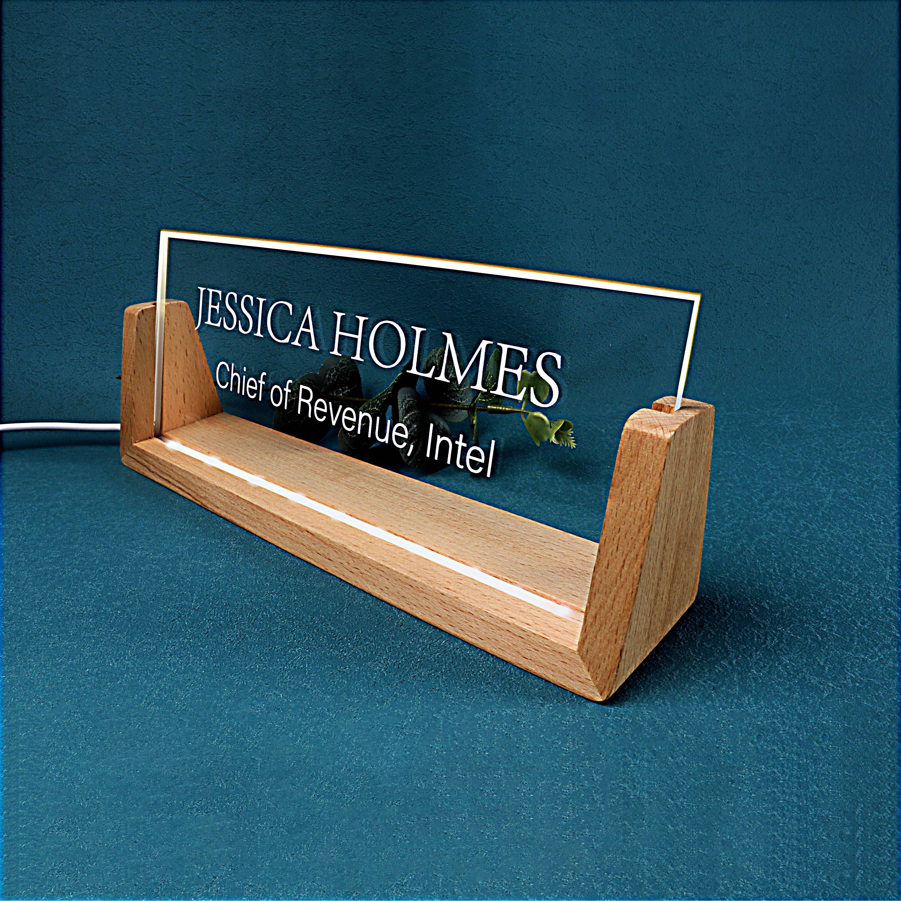 Personalized Desk Name Plate With Wooden Base, Personalized Office ...