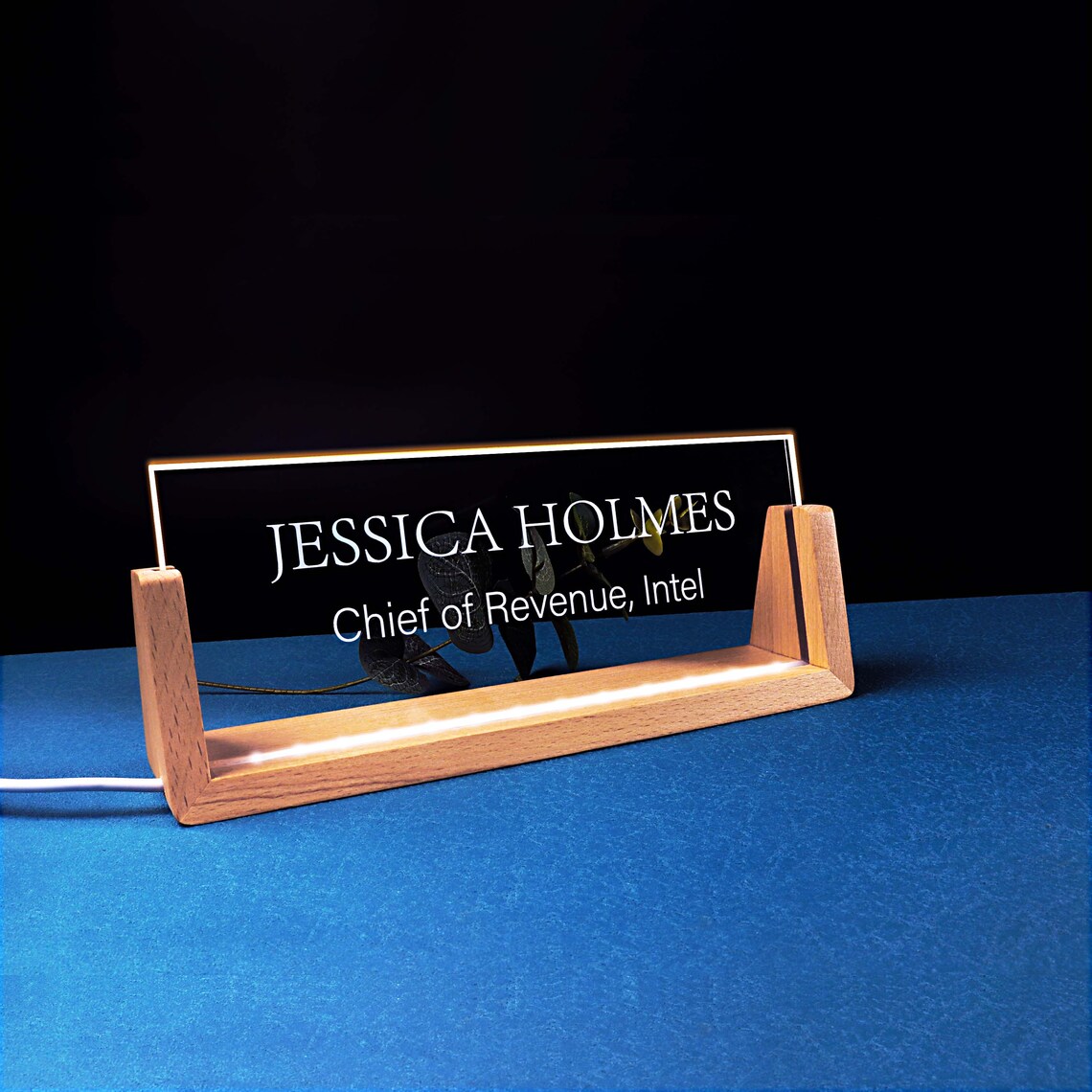 Personalized Desk Name Plate With Wooden Base, Personalized Office ...