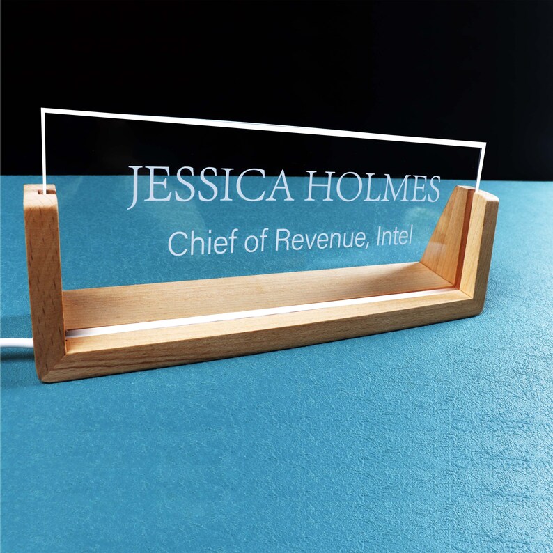 Personalized Desk Name Plate With Wooden Base, Personalized Office ...