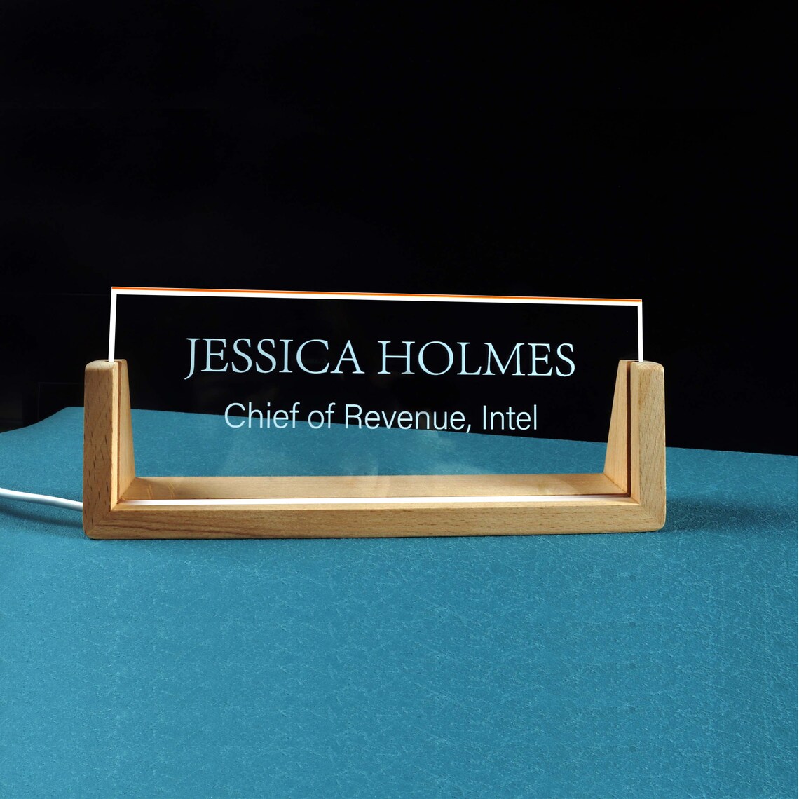 Personalized Desk Name Plate With Wooden Base, Personalized Office ...