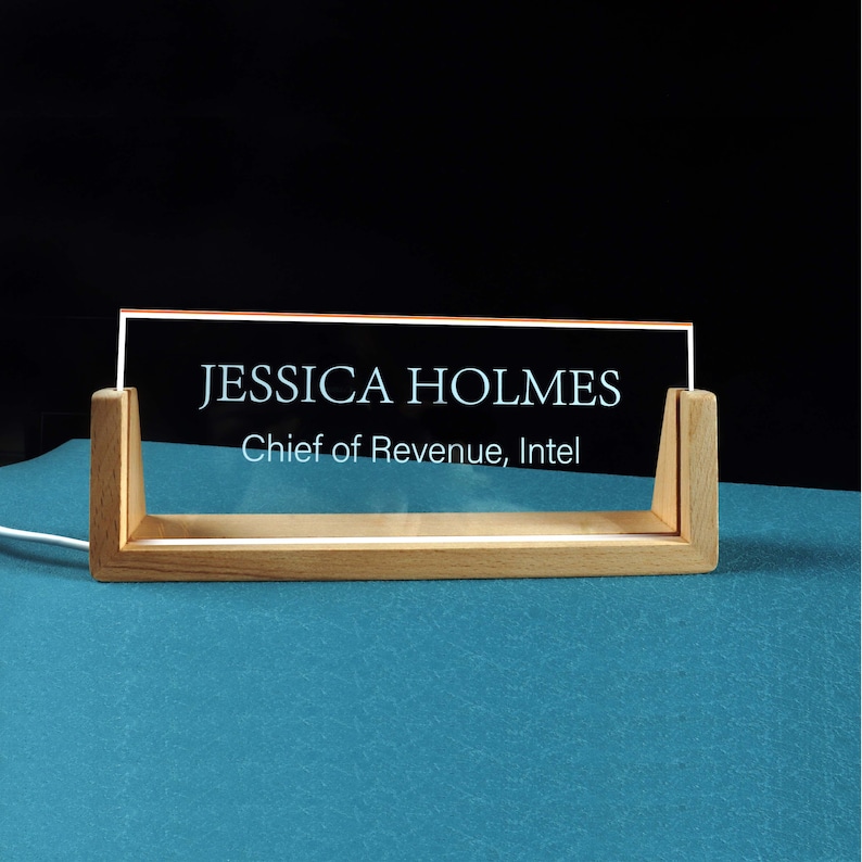 Personalized Desk Name Plate With Wooden Base, Personalized Office ...