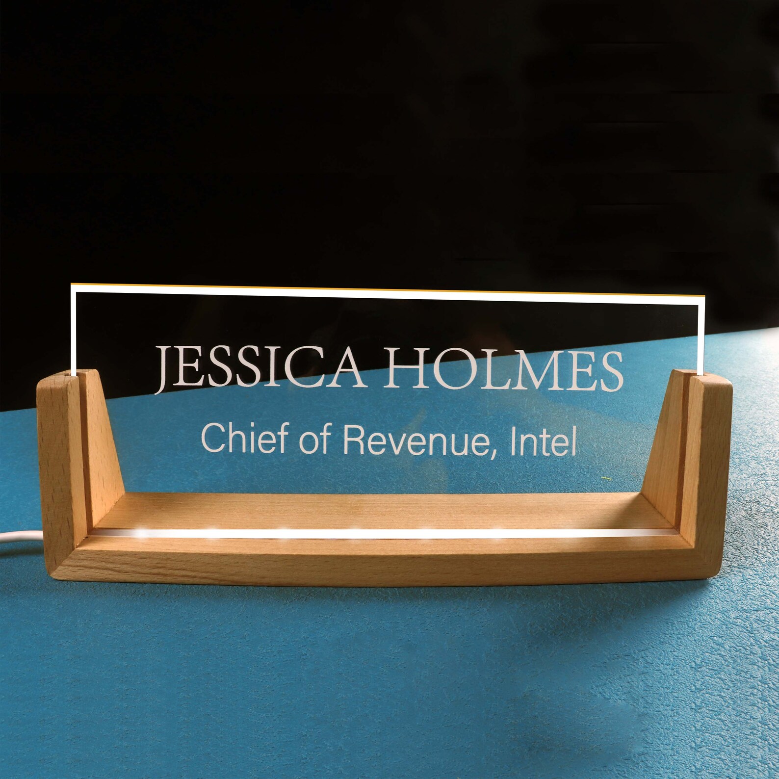 Personalized Desk Name Plate With Wooden Base, Personalized Office ...