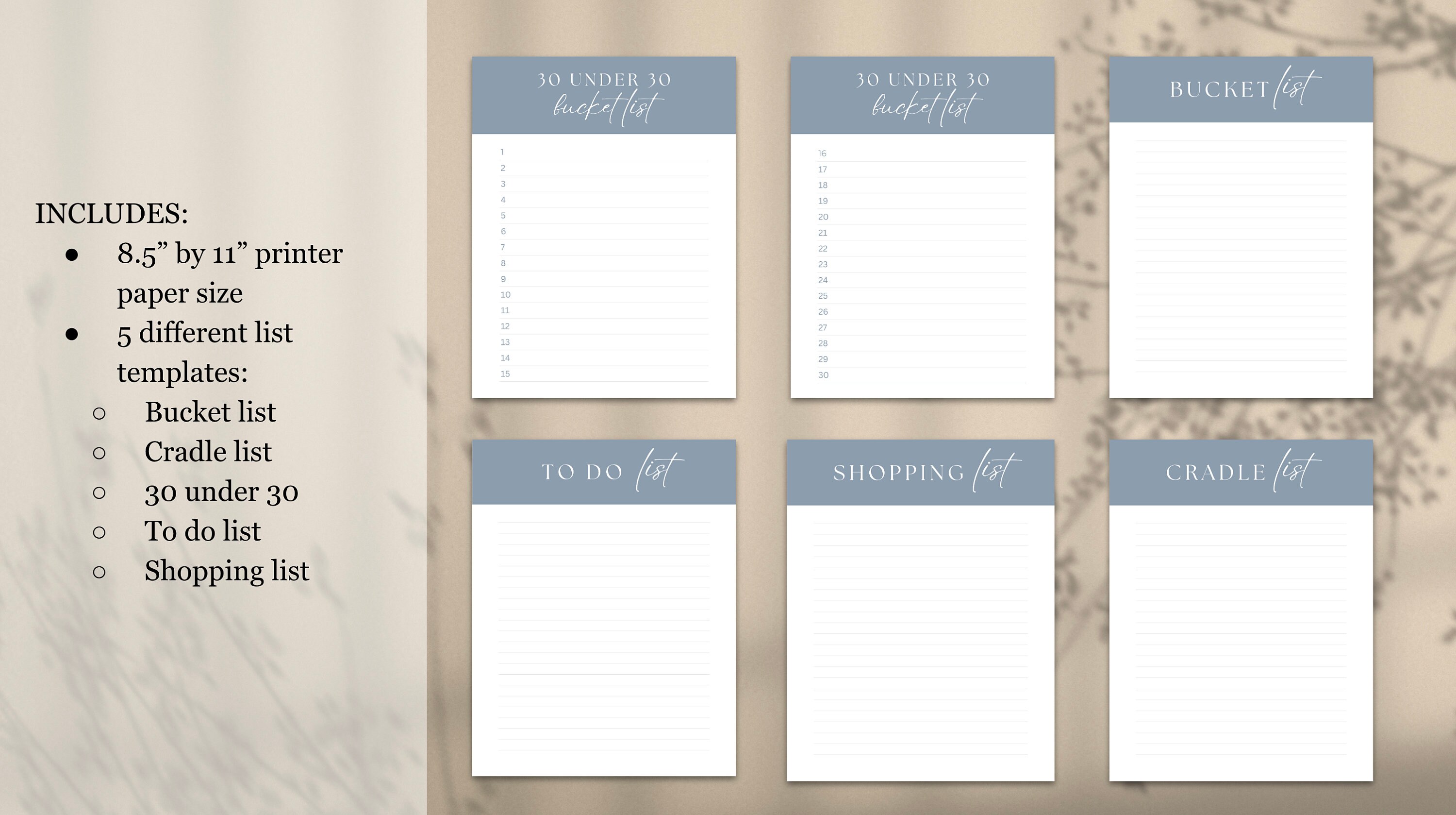 Blank Lists Template Printable & Fillable, Instant Download PDF to Do ...