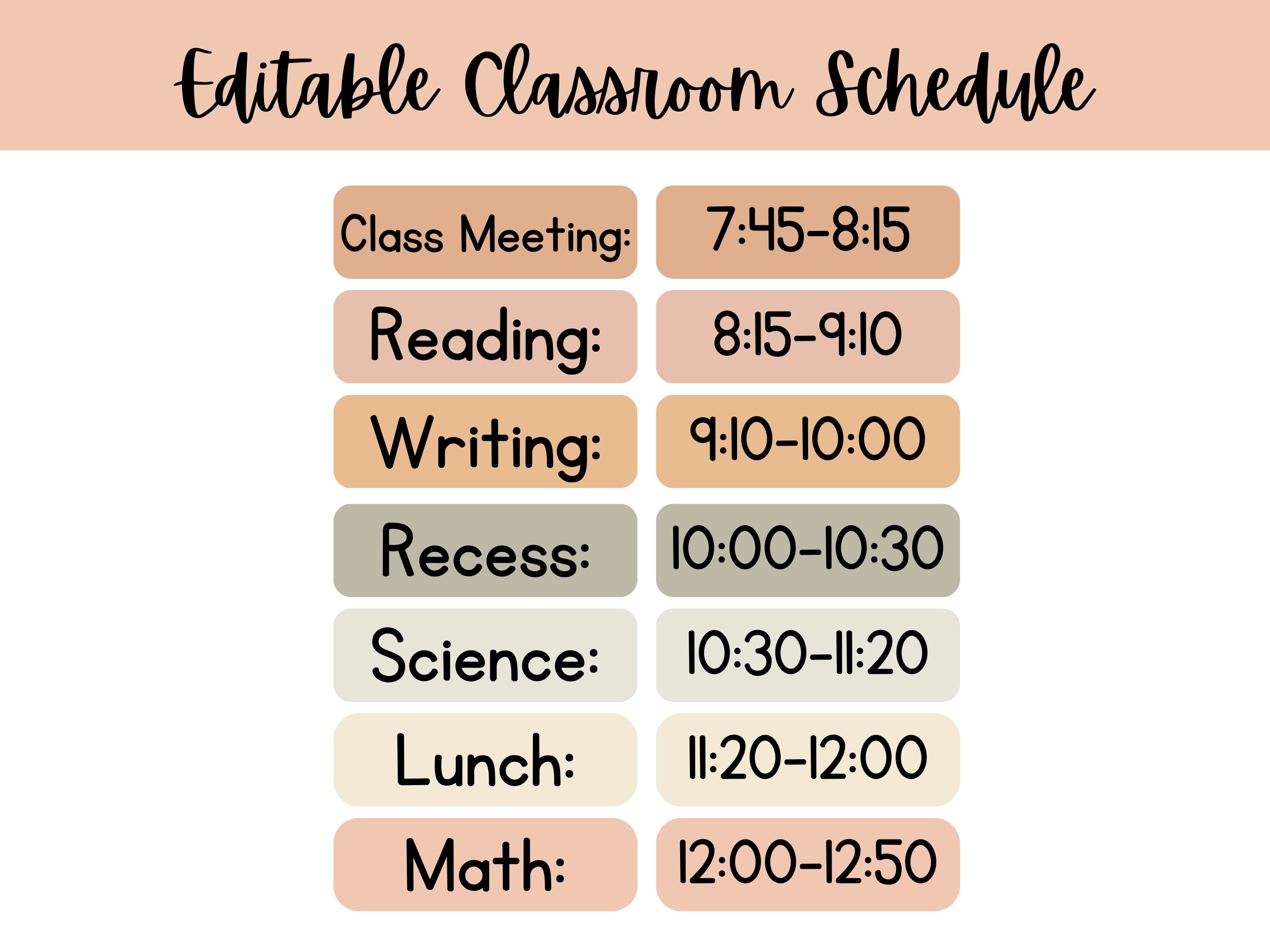 EDITABLE Boho Classroom Schedule Template, Classroom Schedule Cards ...
