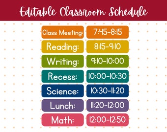 Editable Calming Classroom Schedule Template (digital Download) - Etsy