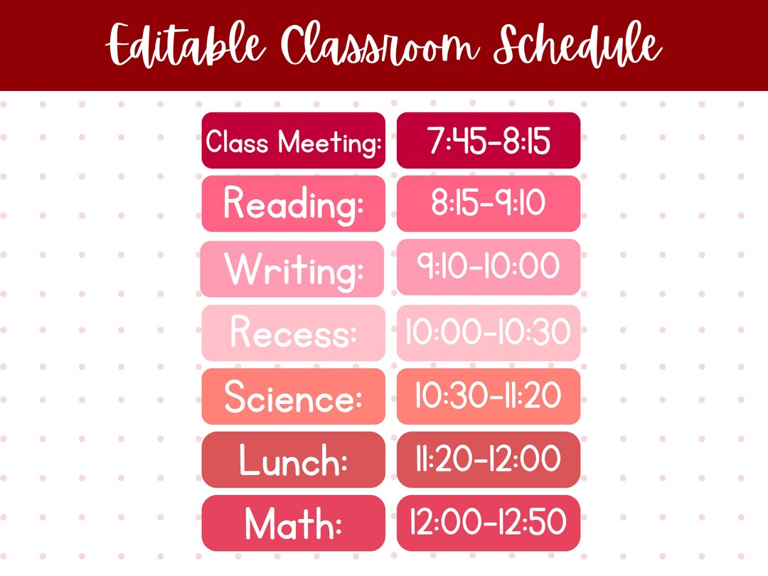 EDITABLE Valentine's Day Classroom Schedule Template, Classroom ...