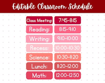 Editable Calming Classroom Schedule Template (digital Download) - Etsy