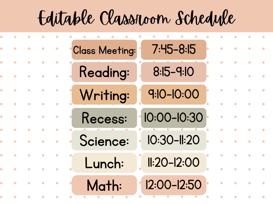 Editable Boho Classroom Schedule Template (digital Download) - Etsy