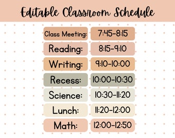 Editable Calming Classroom Schedule Template (digital Download) - Etsy