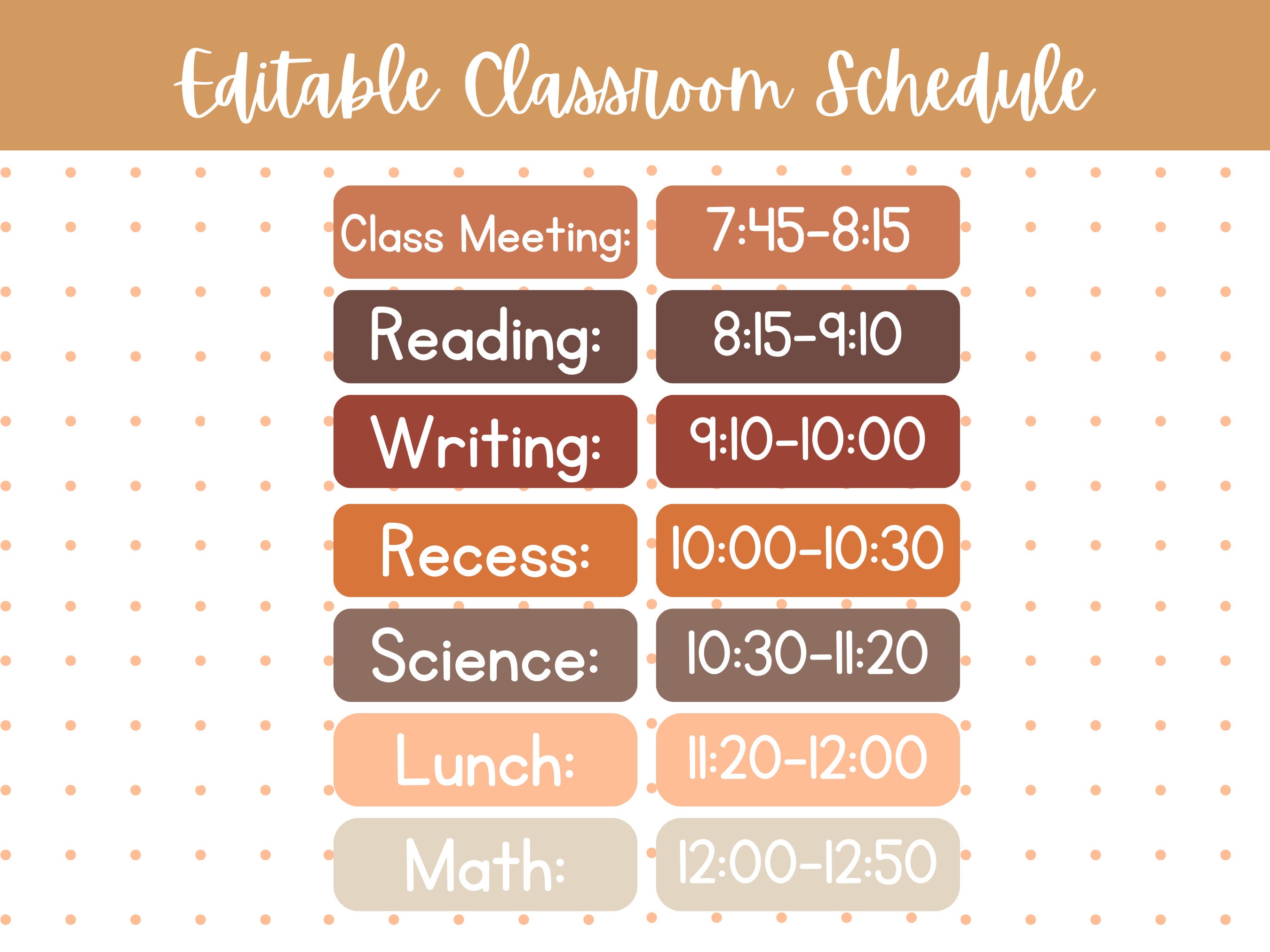 EDITABLE Autumn Classroom Schedule Template, Classroom Schedule Cards ...