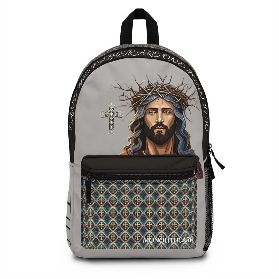 Christian Cross Backpack, Grey Backpack, Christian School Bag, Catholic ...