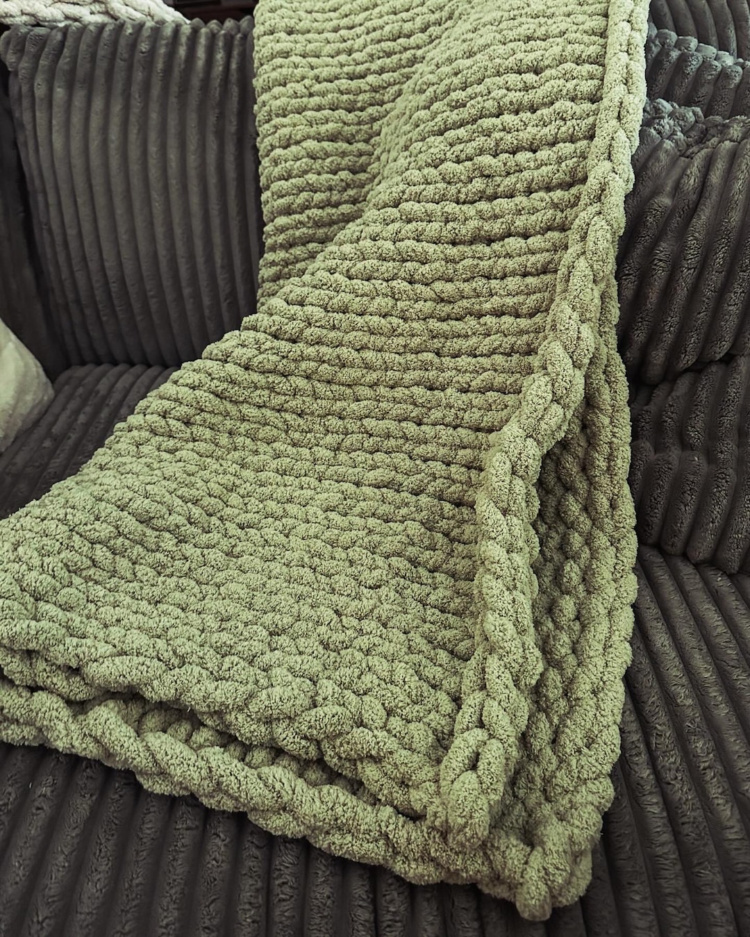 Sage Green Cozy Cabin Throw Get Cozy This Winter With a Hand Knit ...
