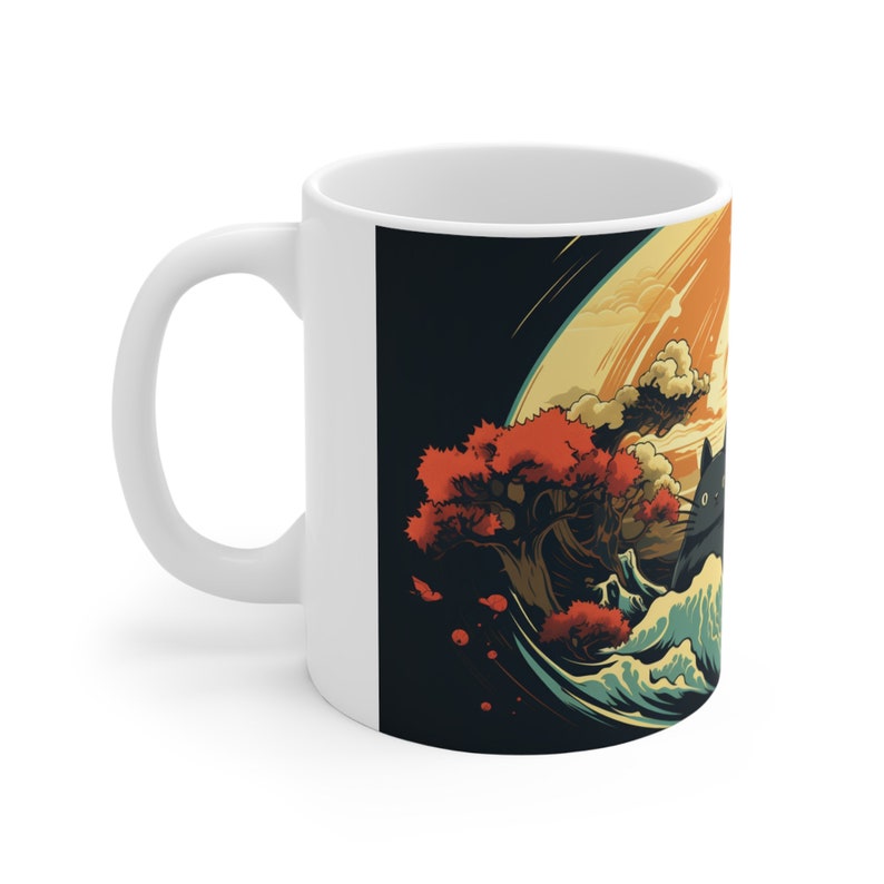 Ghibli Fusion Mug - Totoro & Samurai Wave Design With Hokusai's Great ...